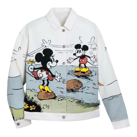 Disney | Jackets & Coats | Disney Mickey And Minnie Mouse White Denim ...